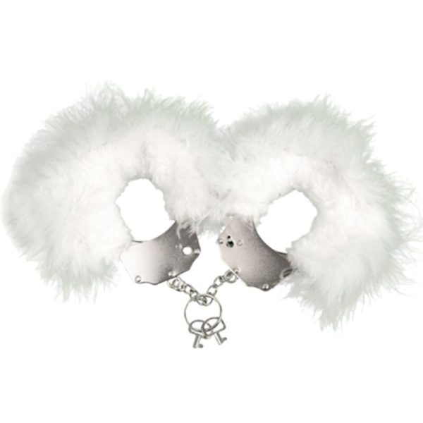ADRIEN LASTIC – METAL HANDCUFFS WITH WHITE FEATHERS – Sexshop100.gr